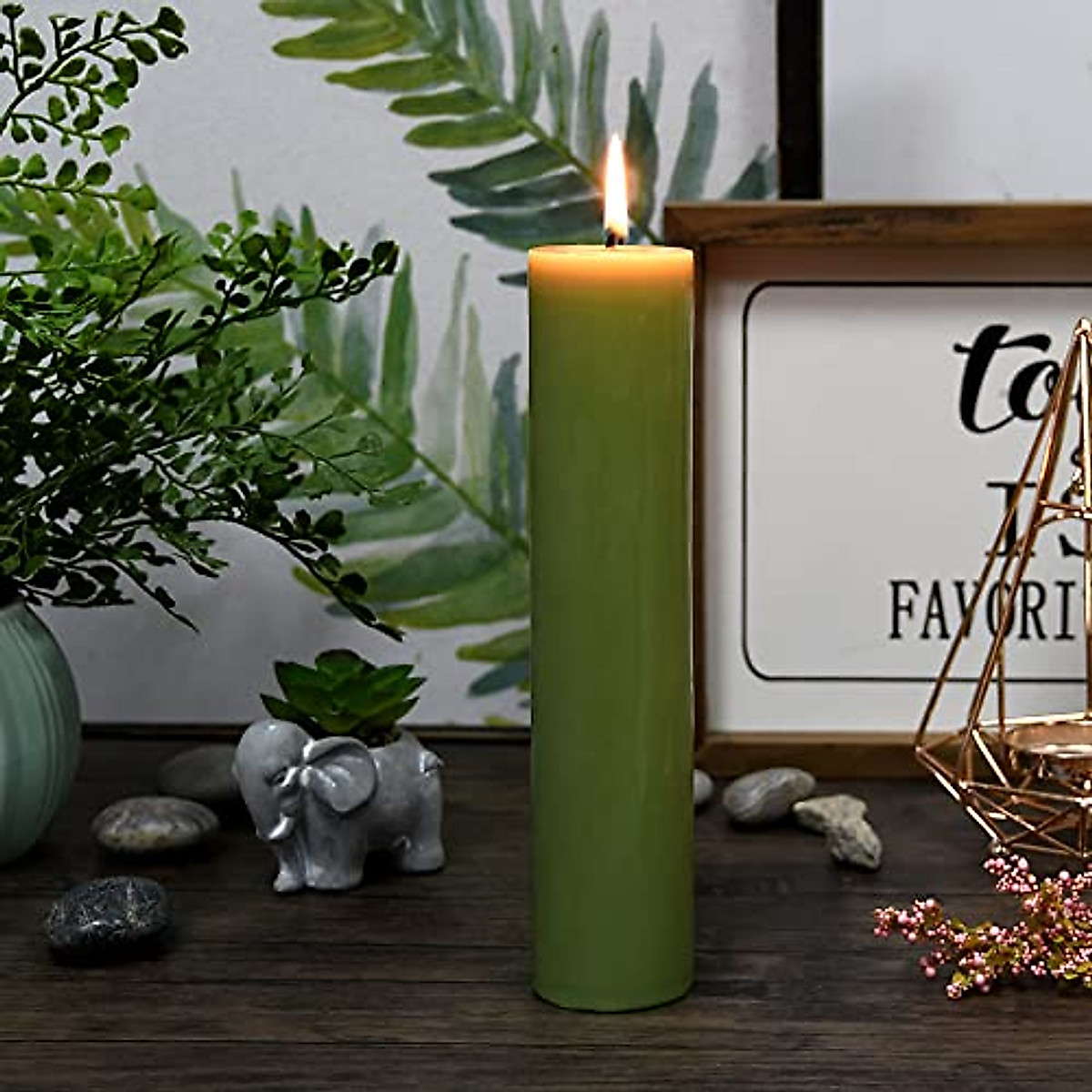 2 x 9 Sage Green Pillar Candle