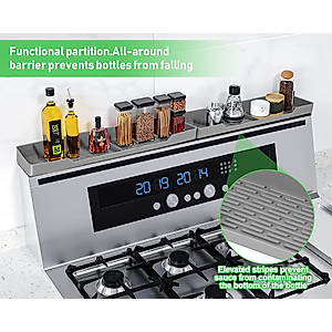 Gtonksye Stove Top Shelf, 30 Inch Spice Organizer, Oven Rack with Magnetic Silicone Material, for Kitchen Stove Top Organizer Spice and Seasoning Bottles (Dark Gray)