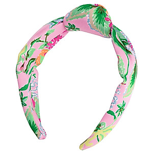 Lilly Pulitzer Pink Top Knot Headband for Women, Colorful Knotted Headband, Cute Hair Accessories for Women & Girls, Via Amore Spritzer