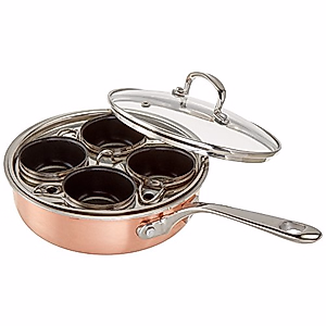 4 Cup Stainless Steel Tri-Ply Professional Egg Poacher W/Nonstick Egg Cups for Perfectly Poached Eggs Brunch and Breakfast