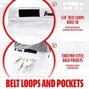 Franklin Sports Youth Baseball + Softball Pants - Knee High White Baseball Pants for Kids - Boys + Girls Knicker Style with Belt Loop - White - Extra Large