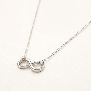 LAVISHE Rhodium Plated 925 Sterling Silver Infinity Necklaces for Women, 18 Inch