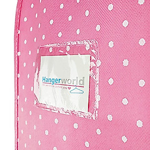 HANGERWORLD Pink Polka Dot Suit and Dress Garment Bags for Storage - 45inch x 22inch - Breathable Clothes Covers Protecting Dusts Closet Storage