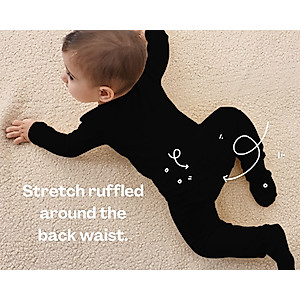 GUISBY Pajamas Baby Girl, One-Piece Long Sleeve with Zipper Sleepers Pjs for Boy Black 0-3 Months