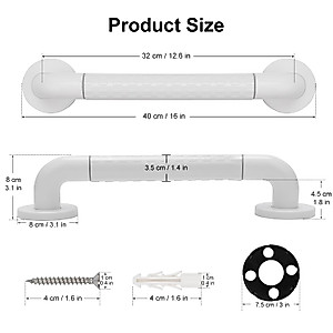 supregear Bathroom Grab Bar Rail, 16 in Non-Slip ABS 304 Stainless Steel Bathroom Handle Balance Grab Bar for Elderly Children Bathtub Toilet Bedroom, Concealed Screw Wall Mounted