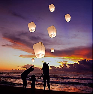 White Lanterns with 40 PCS, Lantern for Wedding, Valentine's Day, Halloween, Thanksgiving, Christmas, Party.