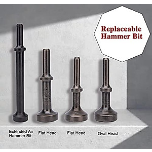 Smoothing Air Hammer Bits Set, 5Pcs Smoothing Air Hammer Tool Kit Air Hammer Accessories Extended Length Pneumatic Chisel Bits with Spring, by ZMCYNG