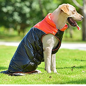 KOOGAL Dog Windproof Waterproof Cotton Coat,Medium and Large Jacket Dog Cotton Vest Cotton Coat Cotton Undershirt Winter Coat Double-Breasted for The Medium and Large Dogs （3XL，Orange Black）
