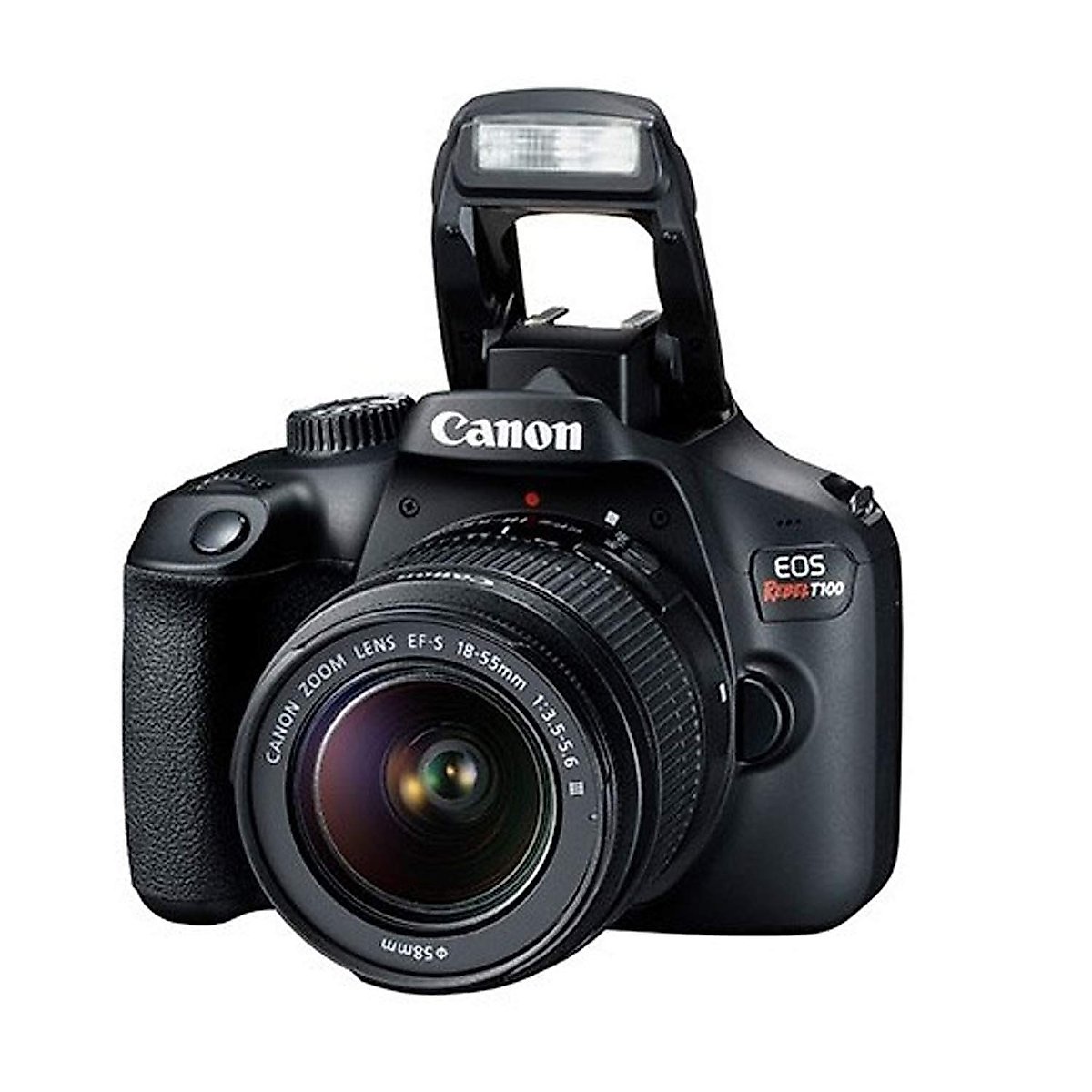 Canon Rebel T100 / EOS 4000D DSLR Camera w/EF-S 18-55mm F/3.5-5.6 Zoom Lens + 64GB Memory, Filters + Macro + 2X Lens, Case, Tripod, Flash, and More (36pc Bundle) (Renewed)