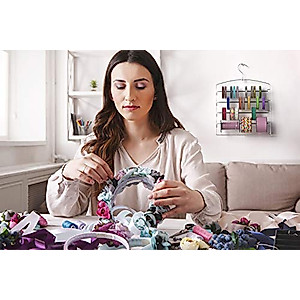 Craft Ribbon Organizer Storage 【Stainless Steel】 Ribbon Storage Organizer｜Ribbon Spool Storage｜ Ribbon Holder Organizer for Crafts｜ Ribbon Wall Organizer