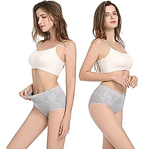 HAVVIS Women's Briefs Underwear Cotton High Waist Tummy Control Panties Rose Jacquard Ladies Panty Multipack (Brief 05-8 Pack - Assorted Colors, Medium)