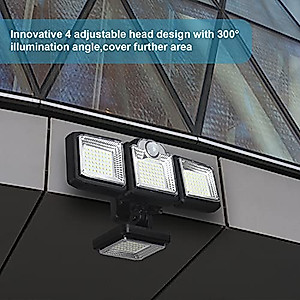 Awaydark Solar Lights Outdoor Motion Sensor Flood Light - Solar Powered Security Lights Outside Waterproof with 4 Lighting Mode Indoor Lights for House - Led Wall Light with Remote & Cord