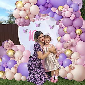Pink And Purple Balloon Arch Kit, Dusty Purple Pink Metallic Gold Balloons Arch Kit for Women Girls Birthday Wedding Baby Shower Bridal Shower Party Decorations