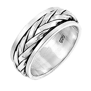 Rope Spinning Ring, 925 Sterling Silver Ring, Spinner Ring, Silver Ring, Worry Ring, Anxiety Ring, Meditation Ring, Handmade Jewelry, Silver Chain Ring, Jewelry By Anita Jewellers