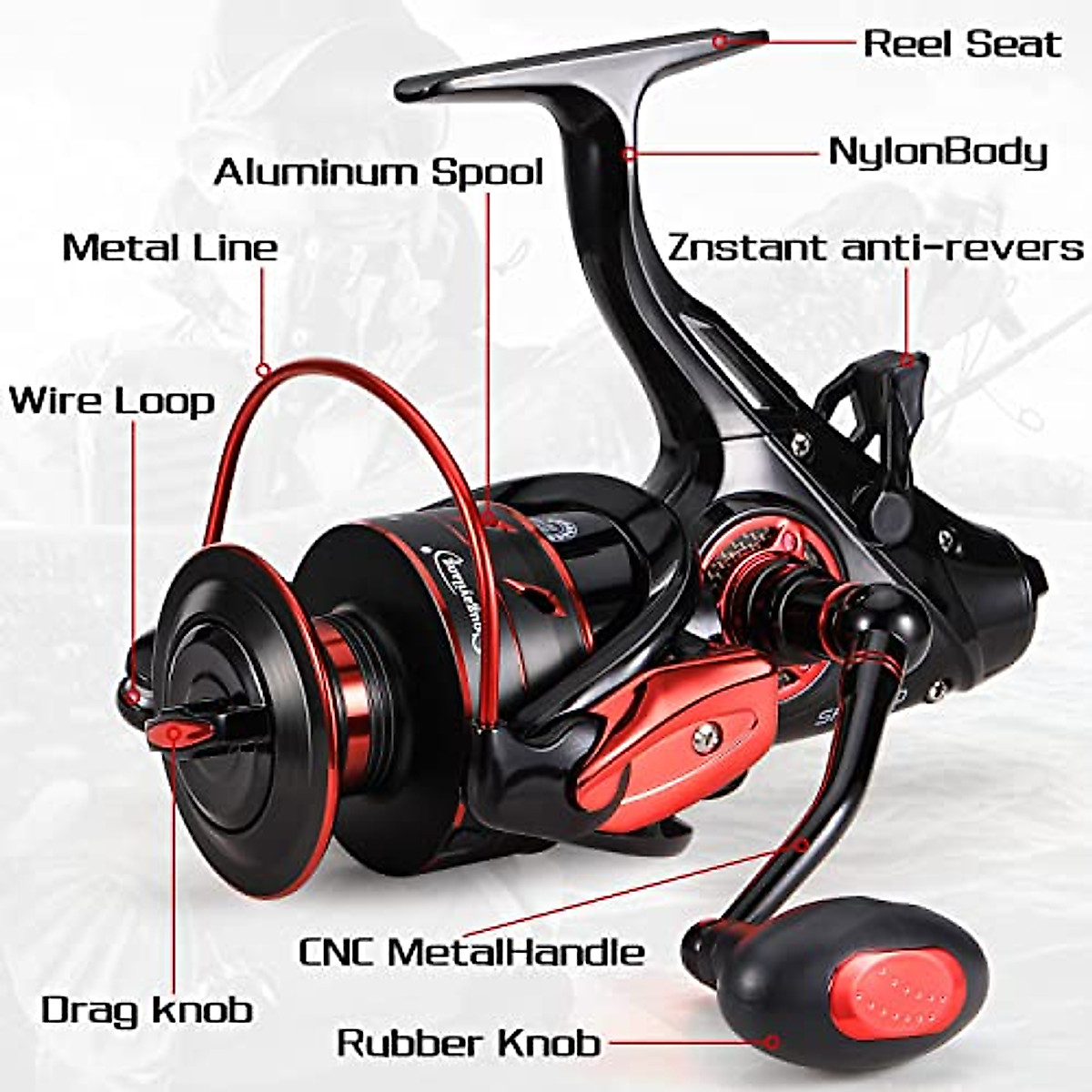 Sougayilang Carp Spinning Reel Carbon Fiber Drag for Fishing Action Bait Feeder Standard Fishing Reel Runner for Freshwater - SA4000