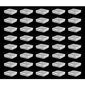 Pcxino 40 Pack 6.5 cm Small Clear Storage Box,Clear Plastic Beads Storage Containers Box with Hinged Lid for Small Items and Craft Projects