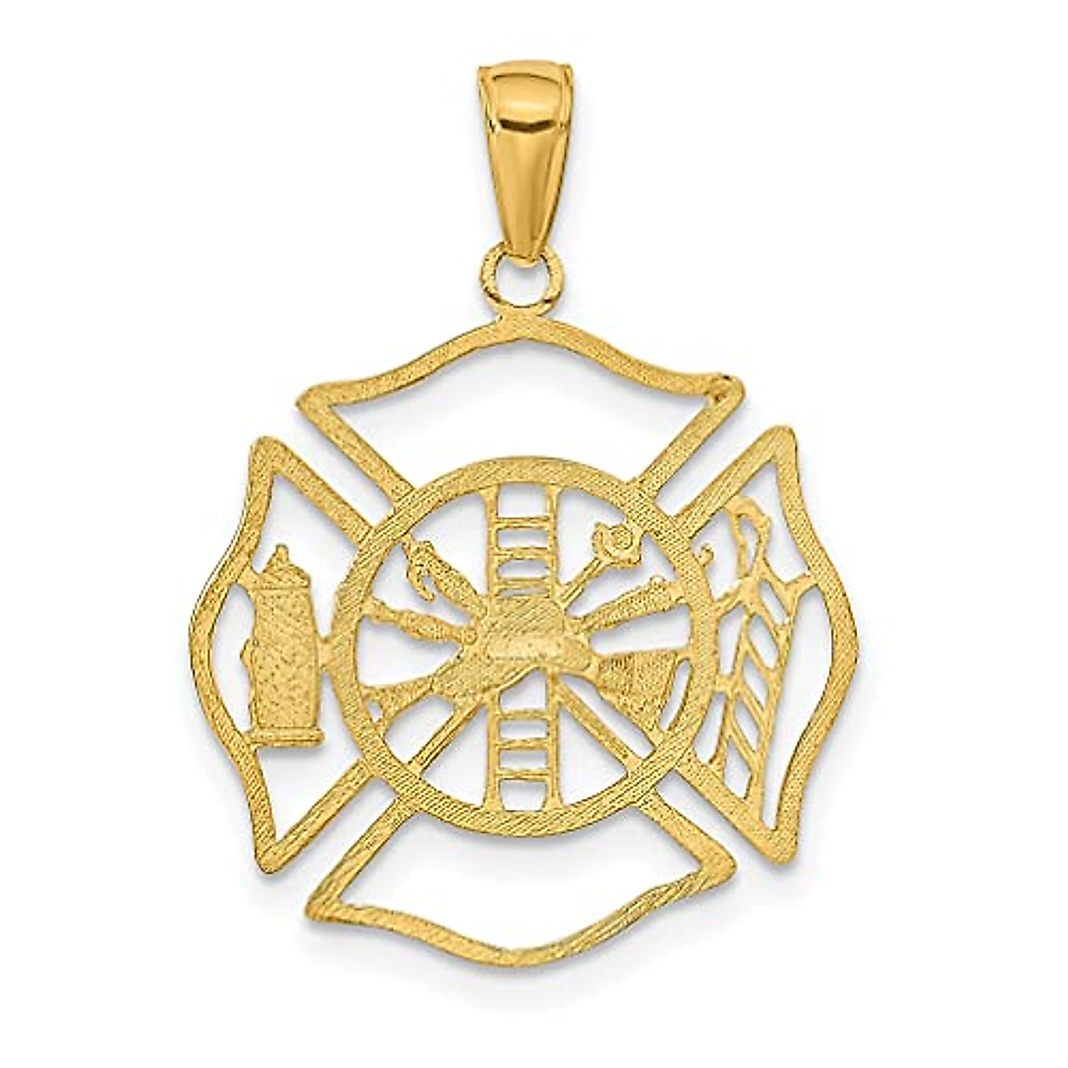 IceCarats 14K Yellow Gold Fireman Necklace Firefighter Pendant Rescue Charm 29mm x 21mm Only