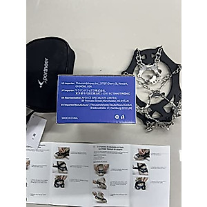 Crampons Ice Cleats, Sportneer Snow Cleats for Shoes and Boots Ice Shoes Grippers with 19 Stainless Steel Spikes Crampons for Hiking Boots Women Men Hiking Fishing Walking