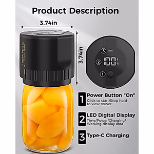 Fodmor Mason Jar Vacuum Sealer,Electric Mason Jar Sealer Vacuum Sealing Kit for Canning,Vacuum Sealer for Mason Canning Jars with Can Opener,Regular and Wide Mouth Mason Jar Lids