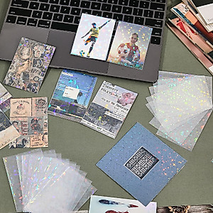 200 Pieces Double Side Holographic Card Sleeves Include 100 Pieces Broken Glass and 100 Pieces Gemstone Little Star Laser Photo Card Sleeves Kpop Photo Card Sleeves for Kpop Photo Cards, 61 x 88 mm