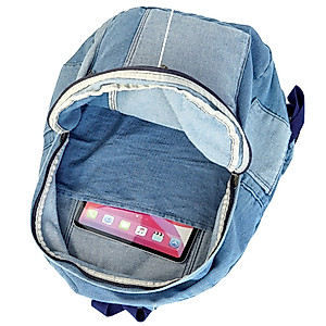 YunZh Denim Backpack Casual Style Lightweight Jeans Backpacks Classic Retro Travel Daypack Bookbags