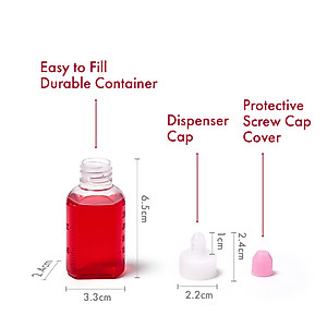 Reusable Liquid Container (30cc) - Squeezable Travel Bottle BPA-Free With Twist Cap - 10 Bottle Pack
