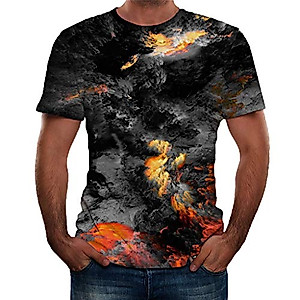 YOMXL Men's 3D Printed Tops Summer Short Sleeve Soft Comfort Blouse Unisex Creative Funny Graphic Tee Black