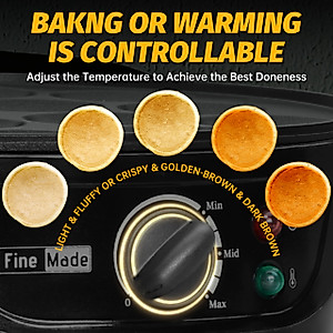 FineMade Non Stick Mini Pancakes Maker Machine, Electric Poffertjes Pan with Browning Control, Mini Ebelskiver Aebleskiver Pan, Dutch Mini Pancake Maker, with Brush & Forks, 14 Slots, Black