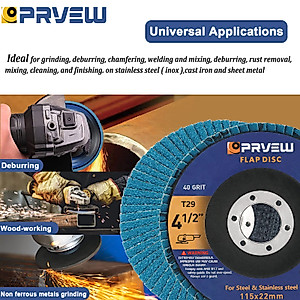 PRVEW Flap Discs 4 1/2 Inch, 5-Pack 4.5" x 7/8" T29 Premium Zirconia Abrasive Grinding Wheels, 40/60/80/120 Assorted Grits Flap Sanding Disc for Metal,Stainless Steel