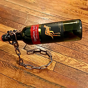 Tabletop Single Wine Bottle Holder, Creative Suspending Chain Rack Bronze Wine Rack Wine Holder Novelty Gift for Kitchen Home Table Decor, Perfect Wine Gifts and Accessories for Wine Lovers (Bronze)