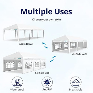 Quictent 10' x 30' Party Tent Gazebo Wedding Canopy BBQ Shelter Pavilion with Removable Sidewalls & Elegant Church