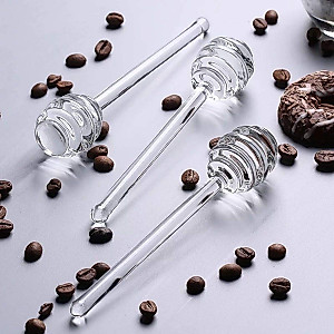 2 Pieces Glass Honey Stick 6 Inch Honey Spoon Dipper Stick Honey Jam Syrup Stirring Wand for Honey Jar Dispense Drizzle