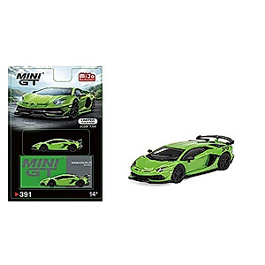True Scale Miniatures Model Car Compatible for Lamborghini Aventador SVJ Verde Mantis 1/64 Diecast Model Car MGT00391