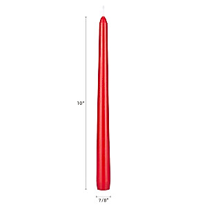 Mega Candles 12 pcs Unscented Red Taper Candles, Hand Poured Wax Candle 10 Inch x 7/8 Inch, Home Décor, Wedding Receptions, Centerpieces, Birthdays, Celebrations, Romantic Dinners, Candle Holders