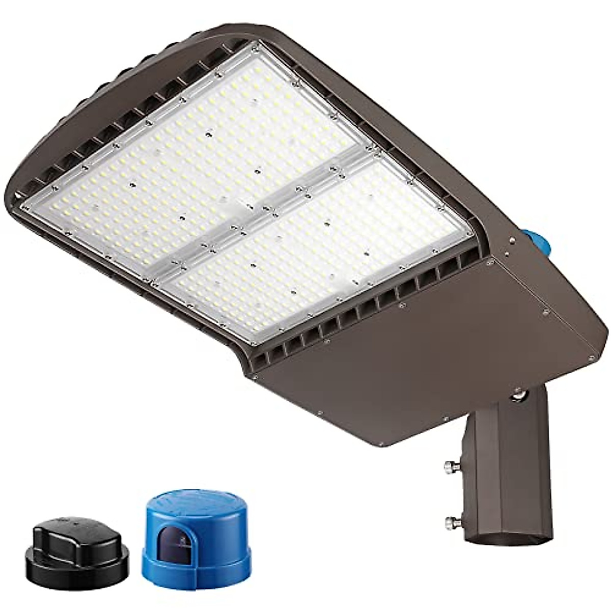 LEONLITE 300W LED Parking Lot Light with Adjustable Slip Fitter, 42000LM 100-277V Commercial Shoebox Lights, Dimmable Dusk to Dawn Photocell Area Lighting, IP65 Street Pole Light, 5000K, UL Listed