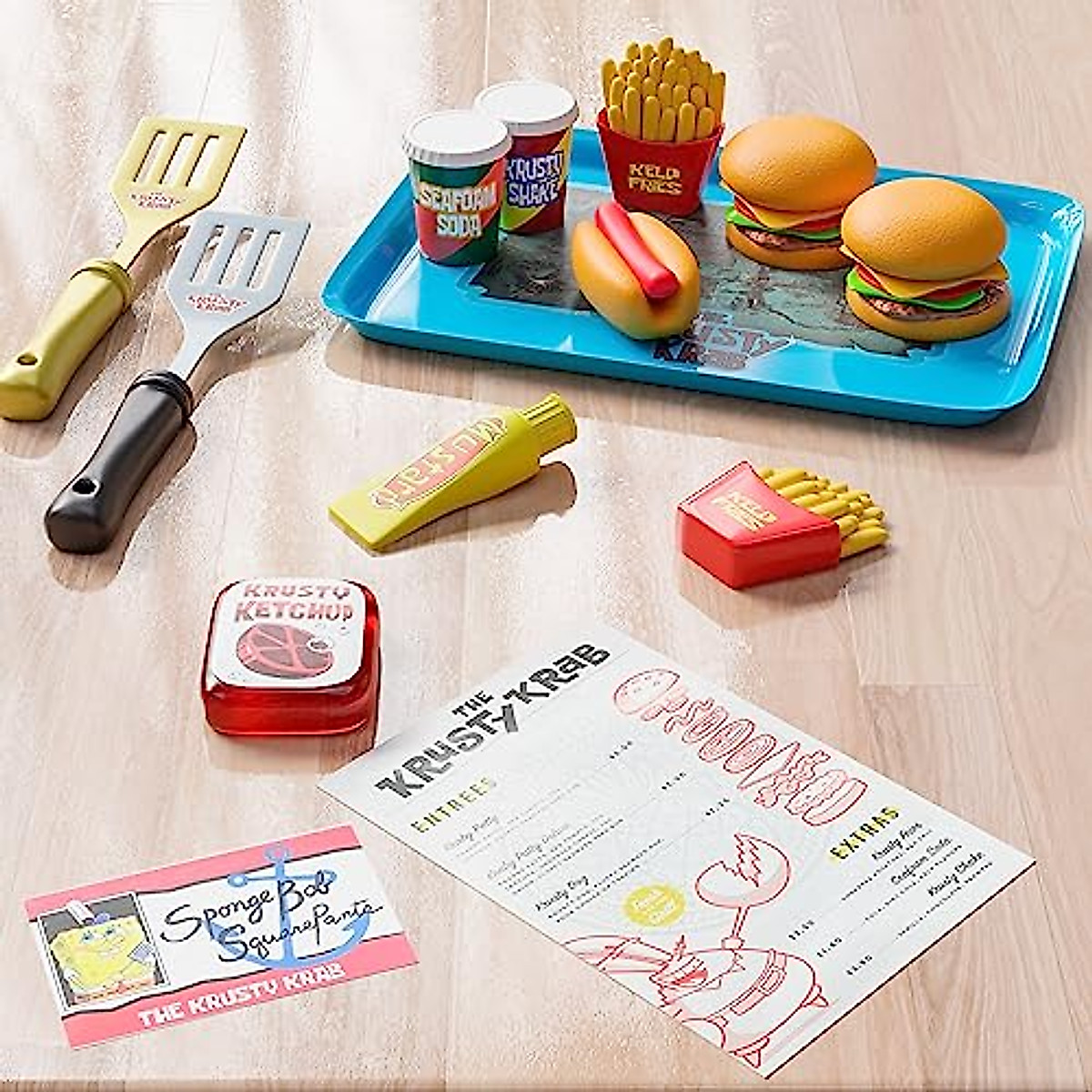 Lollipop Spongebob Kids Kitchen Playset - Interactive Play Food with 2 Krabby Patty Burgers, Seafoam Shake, Kelp Fries, Spongebob Toys Kitchen Set for Kids Ages 3-5