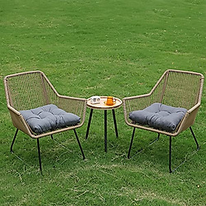 Tiita Outdoor/Indoor Seat Cushion with Ties Waterproof Wicker Seat Chair Cushion Memory Foam Patio Chair Pads for All-Weather Wicker Dinettes/Antique Porch Swings and Porch Rocker (Dark Grey)