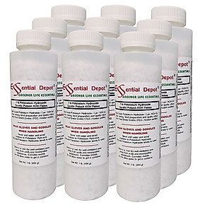 Potassium Hydroxide Flakes KOH, 9 lbs (9 x 1 lb Container) Caustic Potash Anhydrous KOH Dry Electrolyte - HDPE Container with resealable Child Resistant Cap