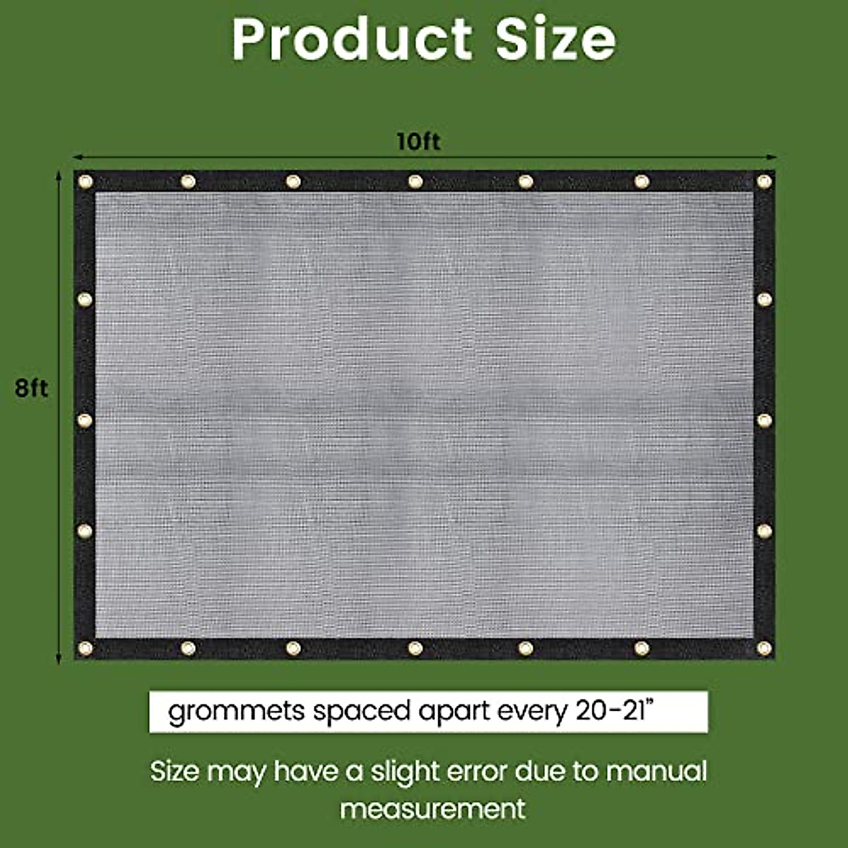 Windscreensupplyco 60-70% 8 FT X 10 FT Mesh Tarp/Shade Cloth 9-Needle Knitted Heavy Duty Black with Grommets for Green House, Garden, pergola, Pools, Dump Truck