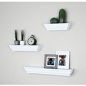 Ballucci Victorian Wall Ledge and Shelf, 12", 16", 24", Set of 3, White