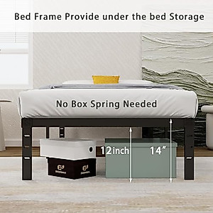 RYR Twin Bed Frame 14 Inch Heavy Duty Metal Platform Bed Frame Sturdy Steel Slats Support No Box Spring Needed Noise-Free Easy Assembly Black