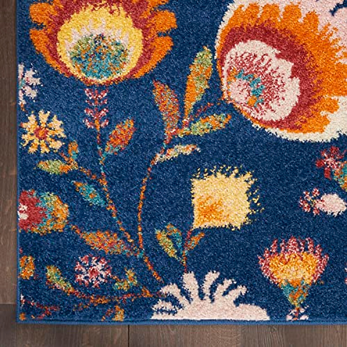 Nourison Allur Floral Navy Multicolor 2' x 3' Area -Rug, Easy -Cleaning, Non Shedding, Bed Room, Living Room, Dining Room, Kitchen (2x3)