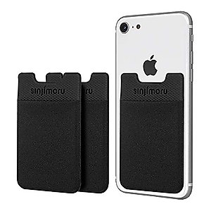 Sinjimoru Basic Cell Phone Wallet Stick on, Phone Card Holder for Back of Phone Functioning as Adhesive iPhone Wallet & iPhone Card Holder. Sinji Pouch Basic 2 Black 3 Pack…