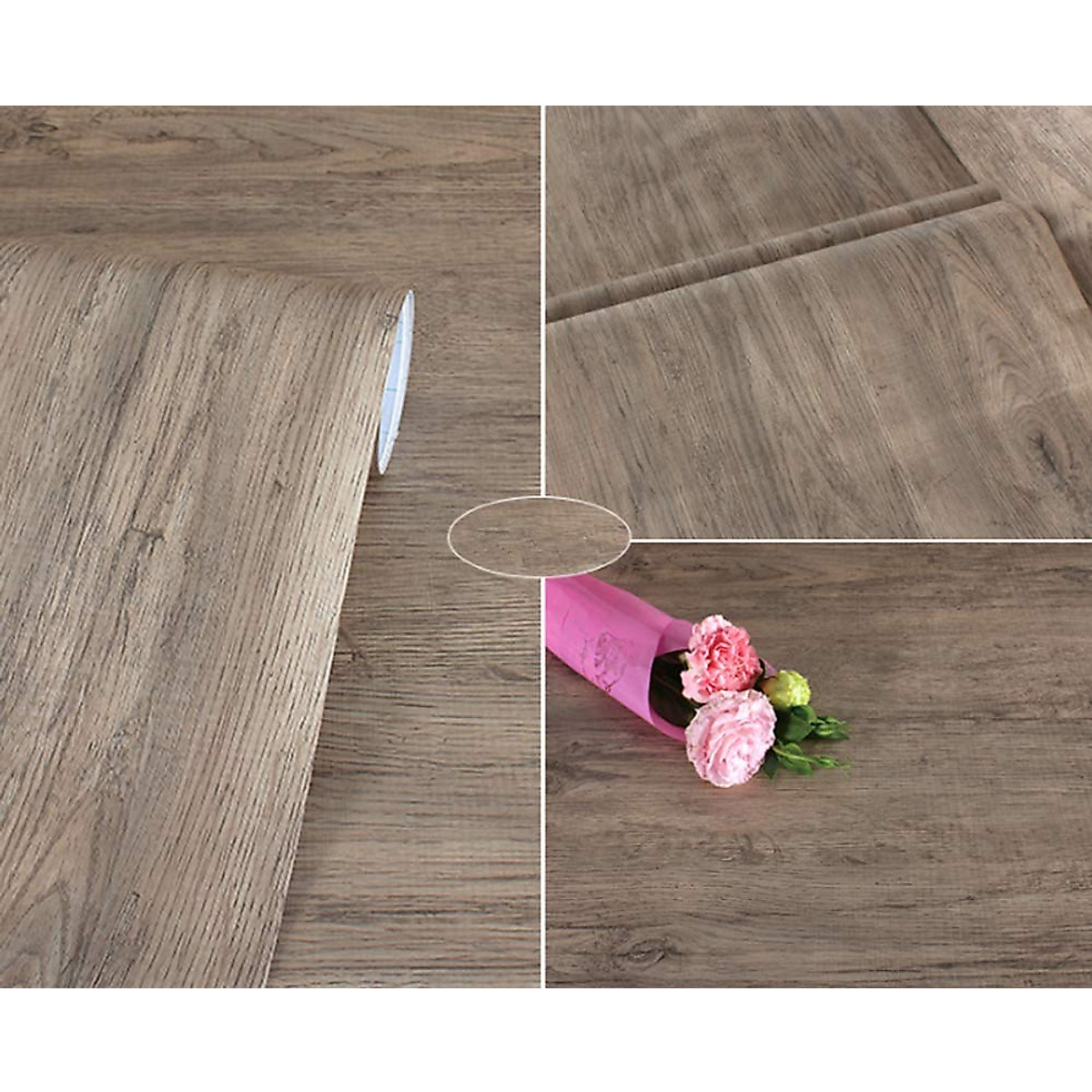 Teemall Brown Wood Grain 3D Contact Paper Self Adhesive Shelf Liner Dresser Drawer Cabinet Sticker 15.6in by 79 in（Gray Pomelo-Wood）