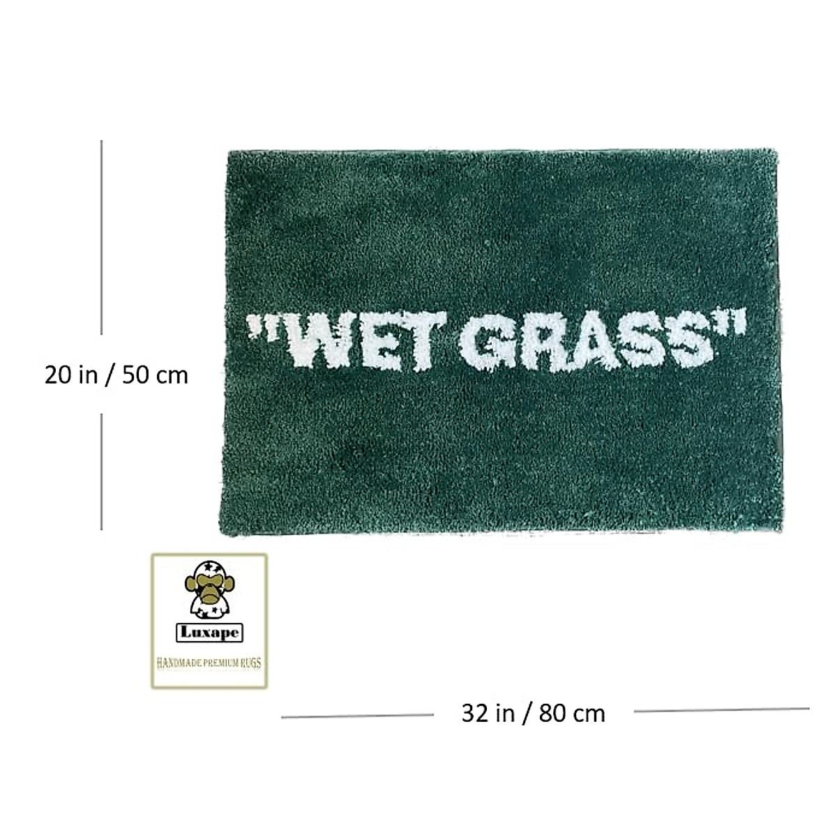 LUXAPE Wet Grass Rug - Tufted Hypebeast Rug - Handmade & Premium - 32 * 20in (80 * 50cm) - Hypebeast Room Decor - Off White Rug - Aesthetic Bape Rug - Luxape Rug