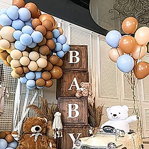167 PCS Brown Coffee Blue Balloons Arch Garland Kit for Bear Baby Shower Birthday Wedding Party Decorations