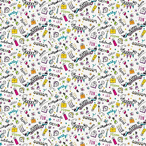 Unique Doodle Happy Birthday Wrapping Paper, 1ct, 30" x 5", Multi