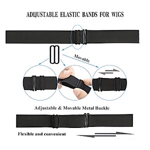 JIUSERLU 6 PCS Black Adjustable Elastic Band For Wigs，Adjustable Straps For Wigs And Making Wigs，Adjustable Wig Bands，Wig Adjustable Straps（1 * 12inch）