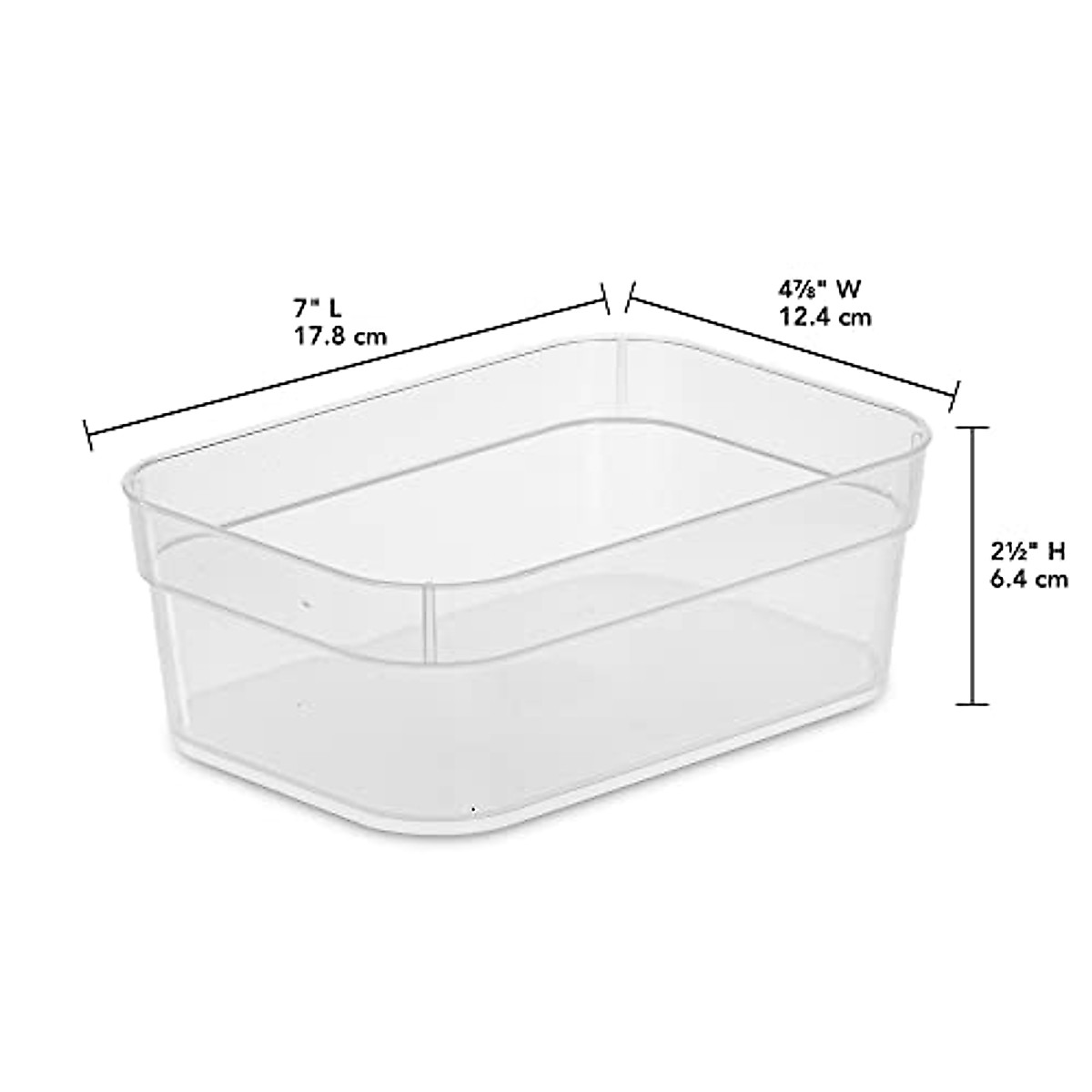 Sterilite Medium Storage Tray Containers with Sturdy Banded Rim and Textured Bottom for Desktop and Drawer Household Organization, Clear, 24 Pack