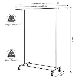 LANGRIA Heavy Duty Garment Rack Commercial Grade Adjustable Clothing Rack Supreme Rolling Rack Steel Adjustable Clothes Rack, Chrome Finish